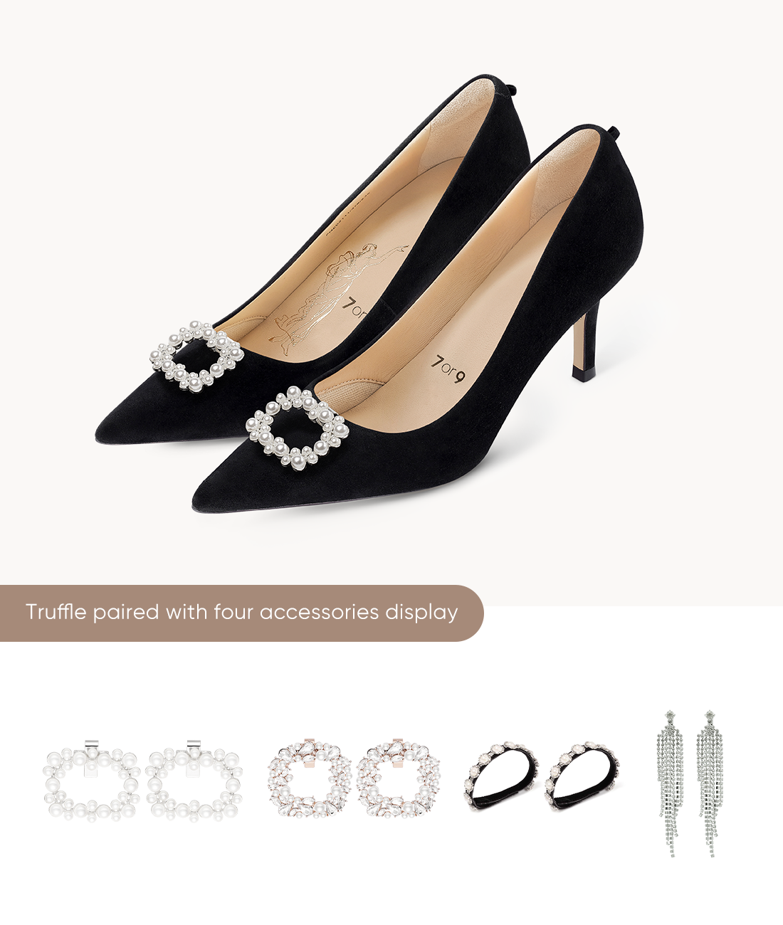 Air-touch Foam Pumps | Black Suede Truffle Pumps with Stiletto Heel ...