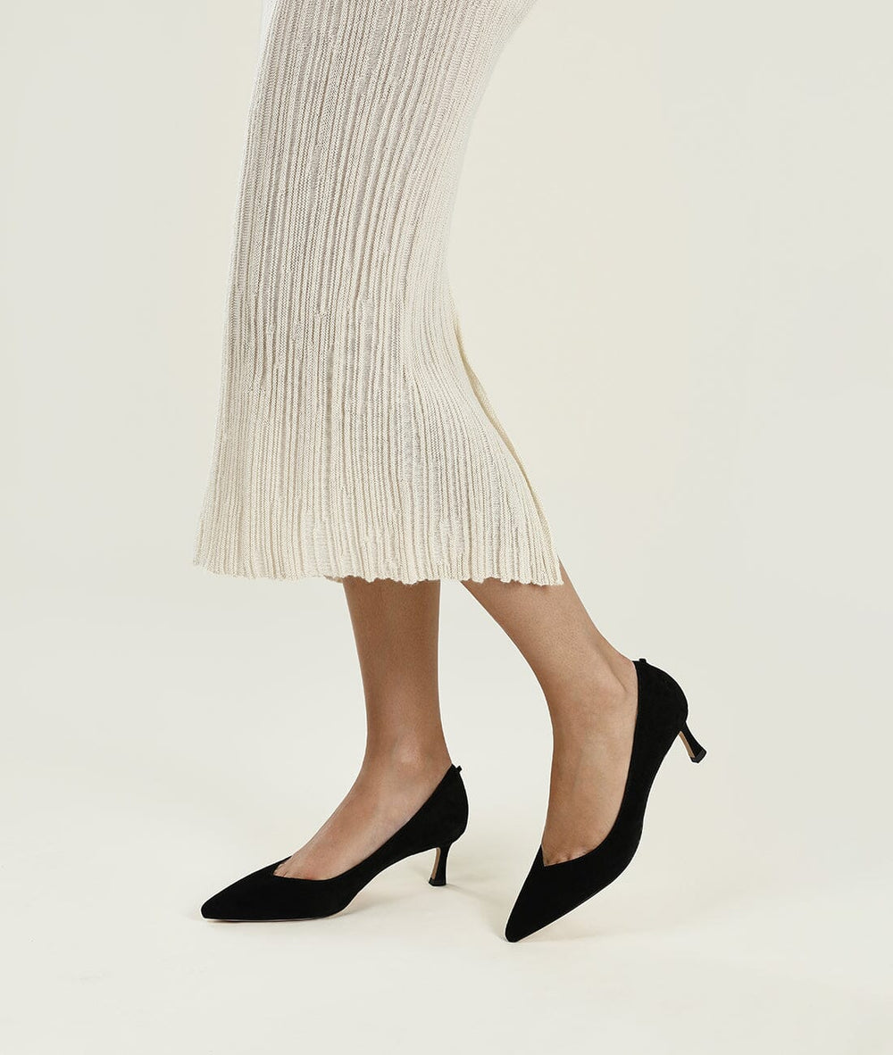 Patented Air-touch Foam Pumps | Suede Dark Tea Pump with Kitten Heel ...