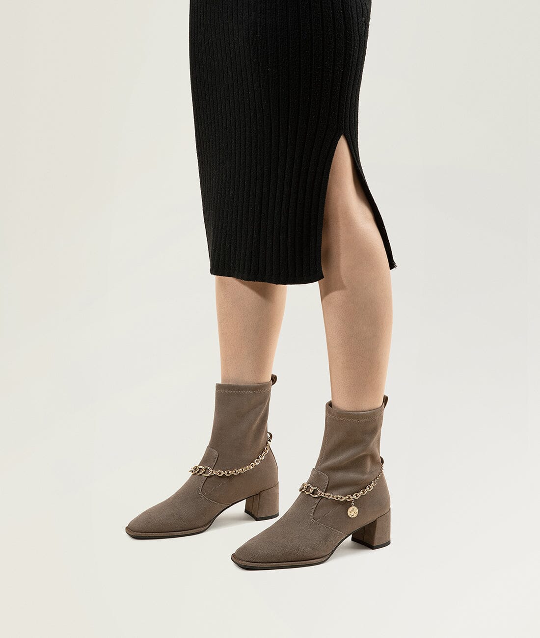 Warmtech Boots | Suede Oatmeal Toast Ankle Boot with Block Heel | 7or9 ...